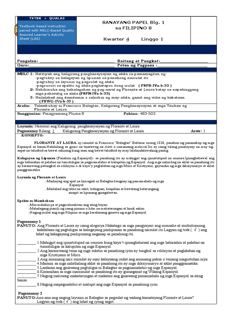 Las q4 Filipino 8 w1 Edited | PDF