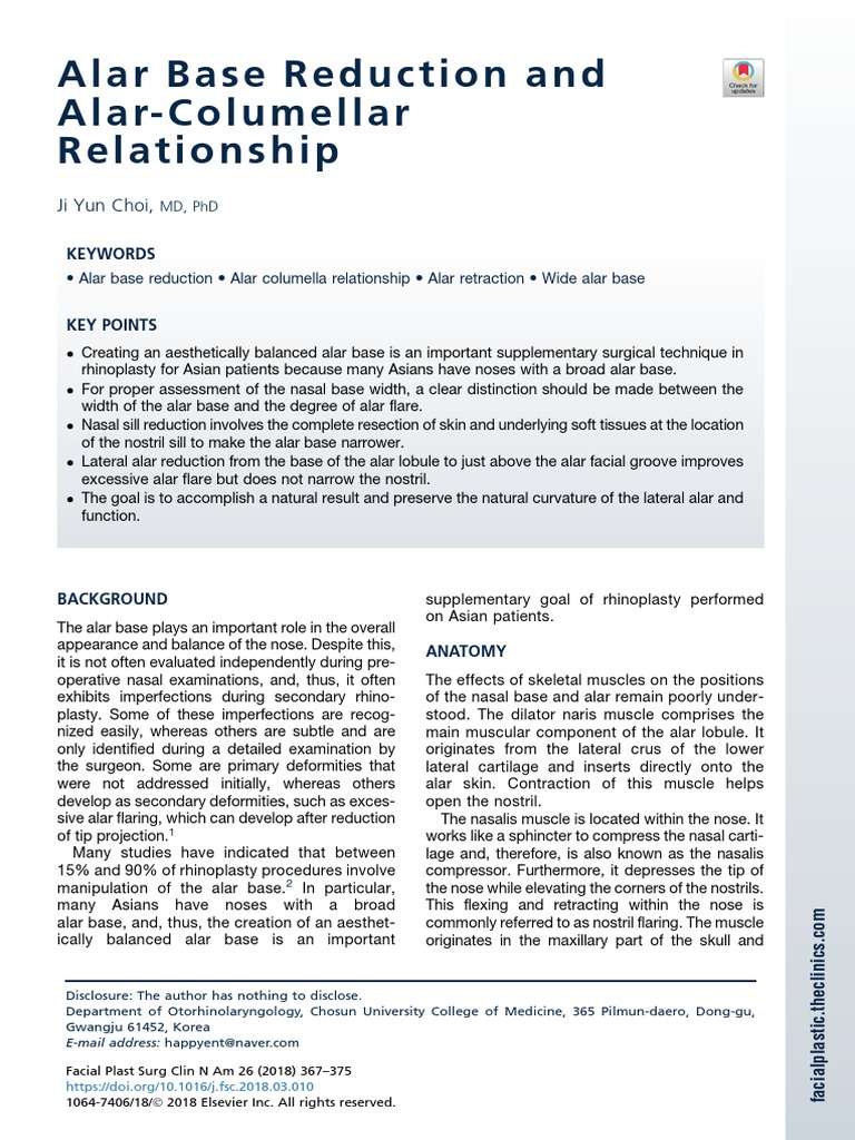 Alar Base Reduction and Alar-Columellar Relationship | PDF | Human Nose ...