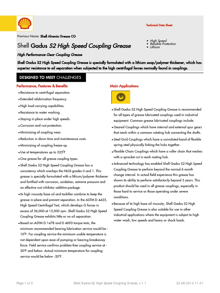 Ficha Técnica - Shell Gadus High Speed Coupling Grease | PDF | Applied ...
