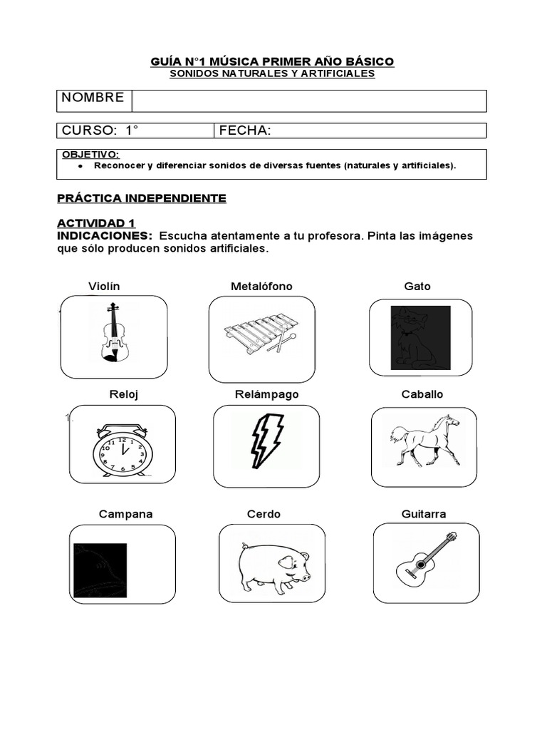 Sonidos Naturales y Artificiales - 1° | PDF