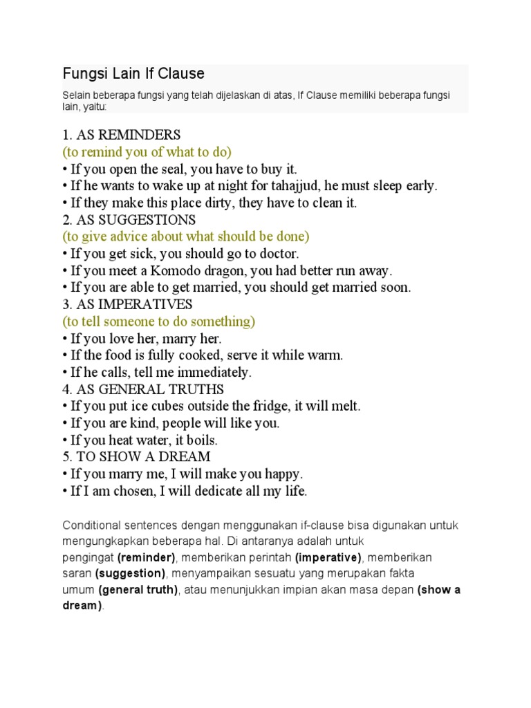 Materi Fungsi Lain If Clause | PDF