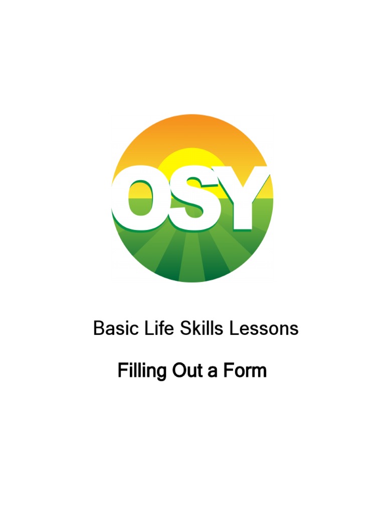 Basic Life Skills Lessons - Filling Out A Form | PDF | Vocabulary ...