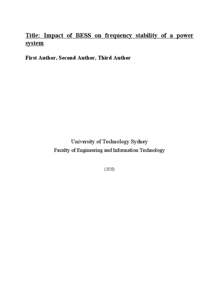 Title: Impact of BESS On Frequency Stability of A Power System | PDF | Electrical Grid | Energy ...