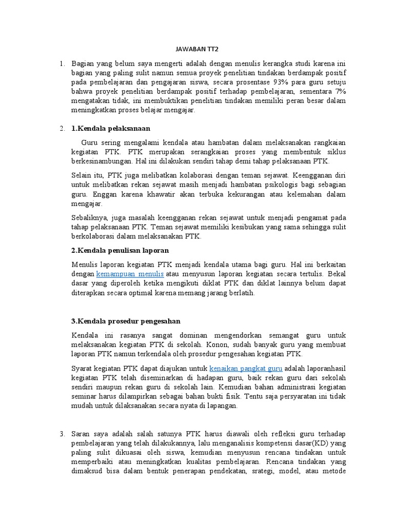 Jawaban TT2 Penelitian Tindakan Kelas | PDF