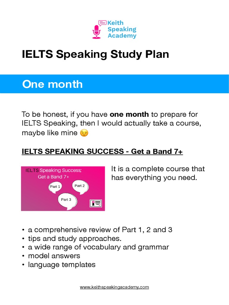 One-Month IELTS Speaking Study Plan | PDF | International English ...
