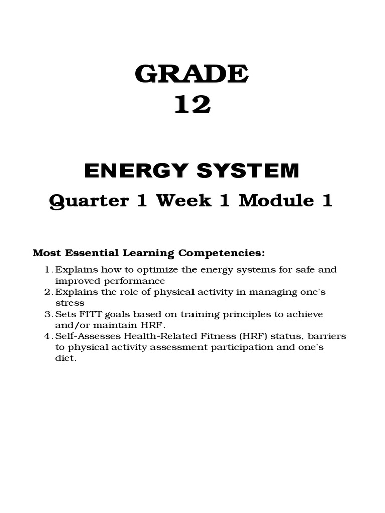 Grade 12: Energy System | PDF | Cellular Respiration | Glycolysis