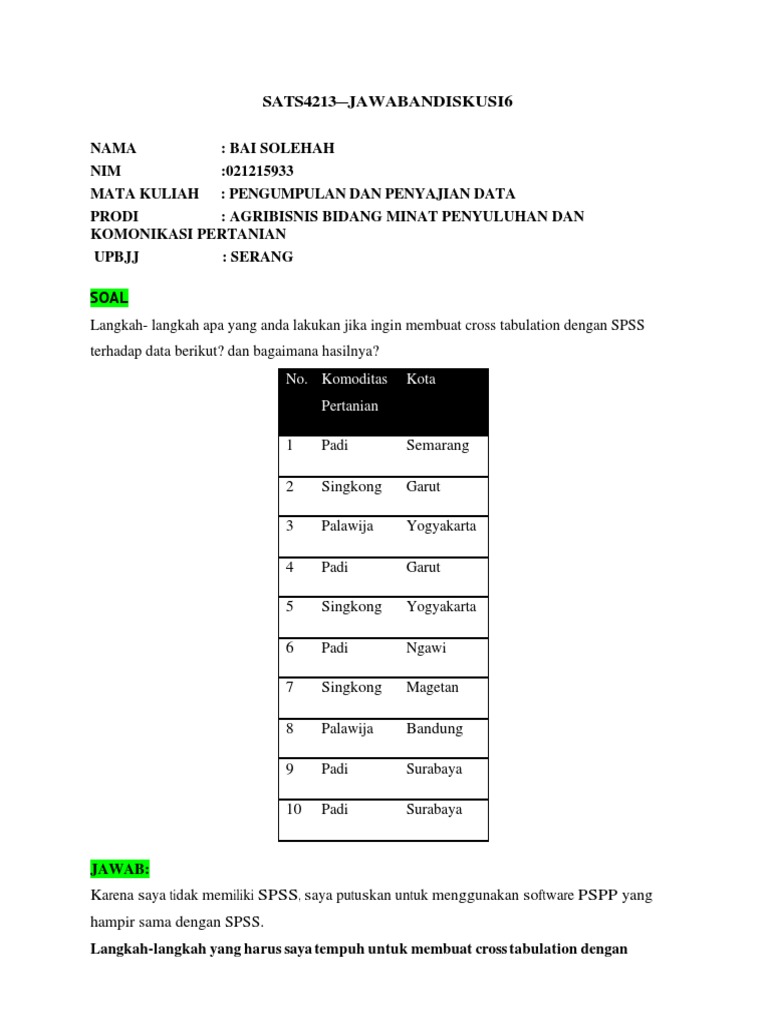 Panduan Crosstab SPSS untuk Agribisnis | PDF | Metode & Bahan Ajar | Teknologi & Rekayasa
