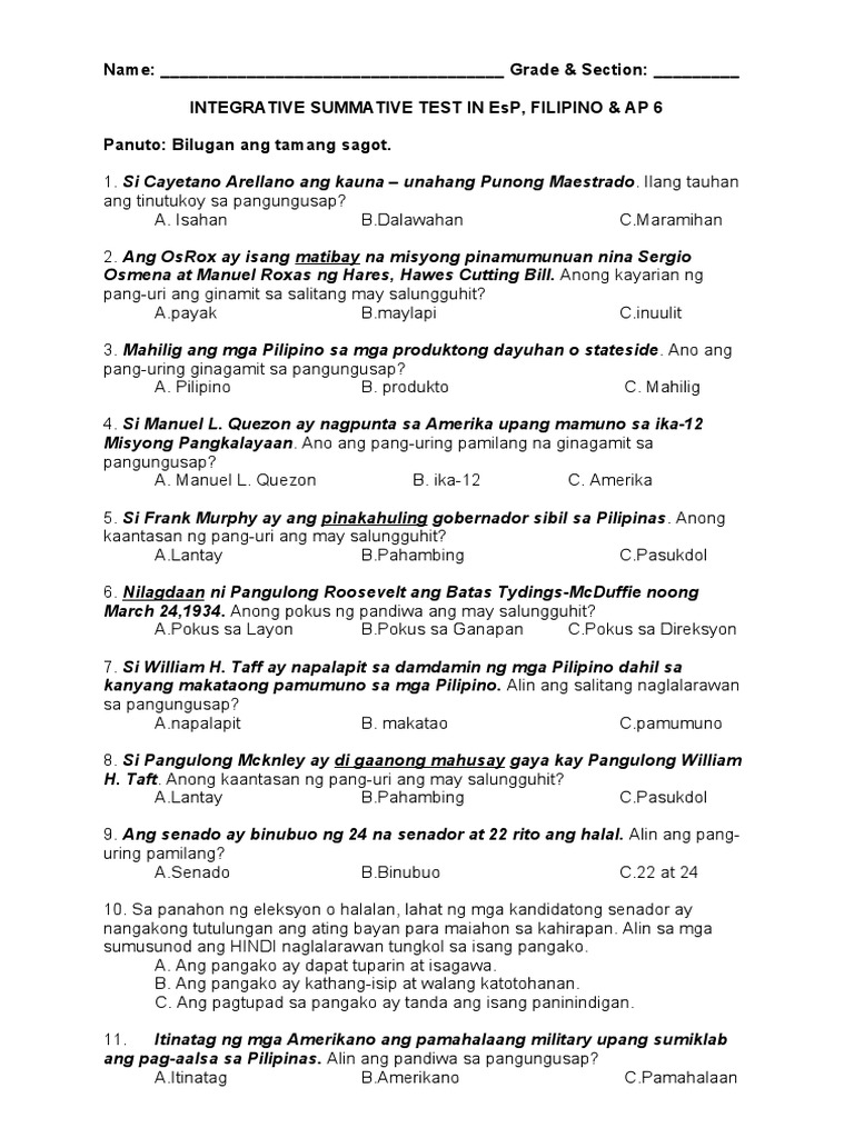 Summative Test | PDF