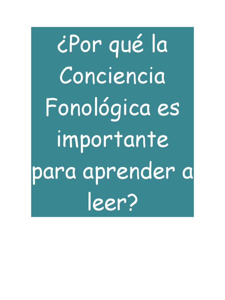 Importancia de la Conciencia Fonológica | PDF | Aprendiendo a leer ...