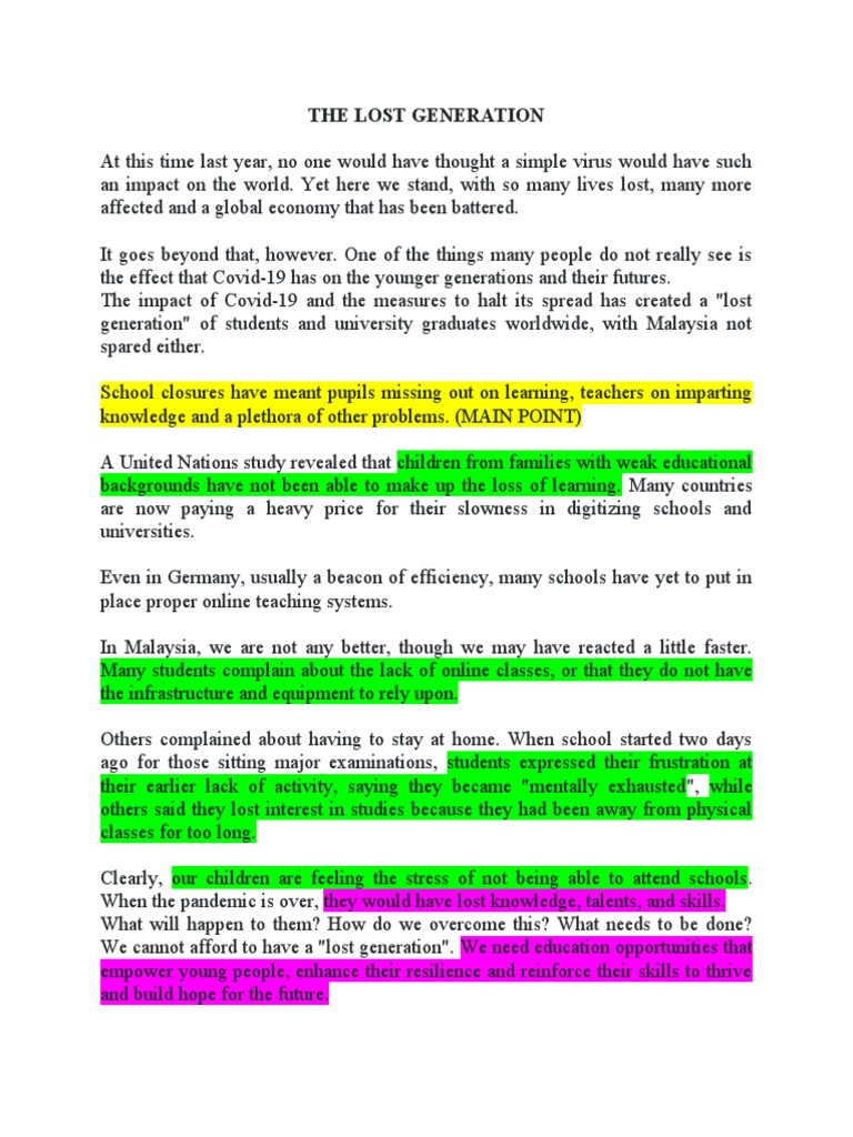 The Lost Generation | PDF | Psychological Resilience | Educational Technology