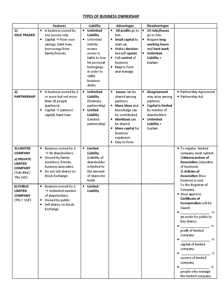 Types of Business Ownership | PDF | Partnership | Ownership