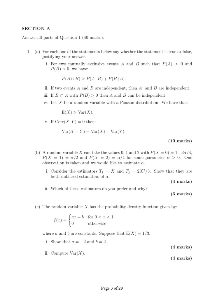 Stat2 2020 - Practice Exam | PDF | Variance | Estimator