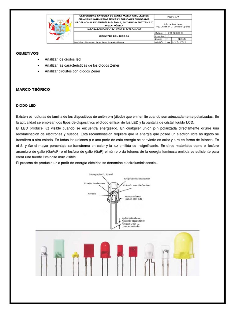 Practica Dos | PDF | Diodo | Diodo emisor de luz