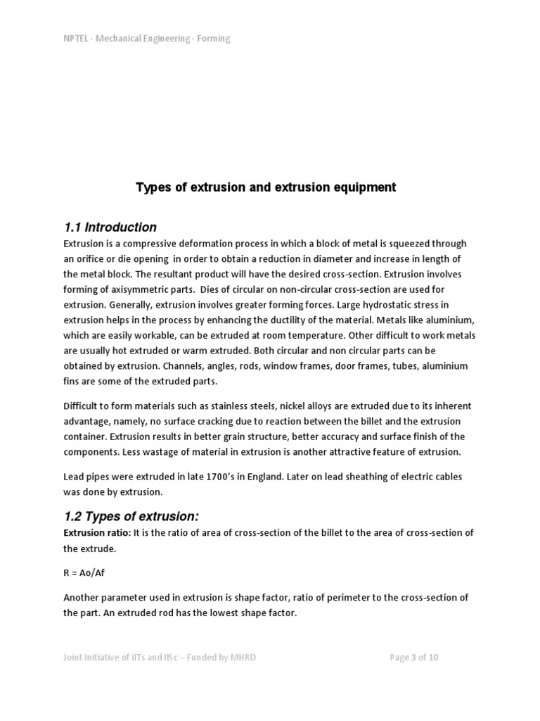 Types of Extrusion Processes Explained | PDF | Extrusion | Pipe (Fluid ...