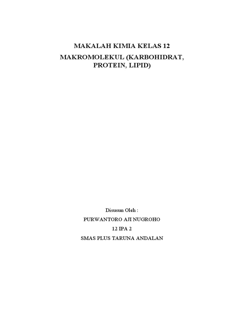 Makromolekul: Karbohidrat, Protein, Lipid | PDF