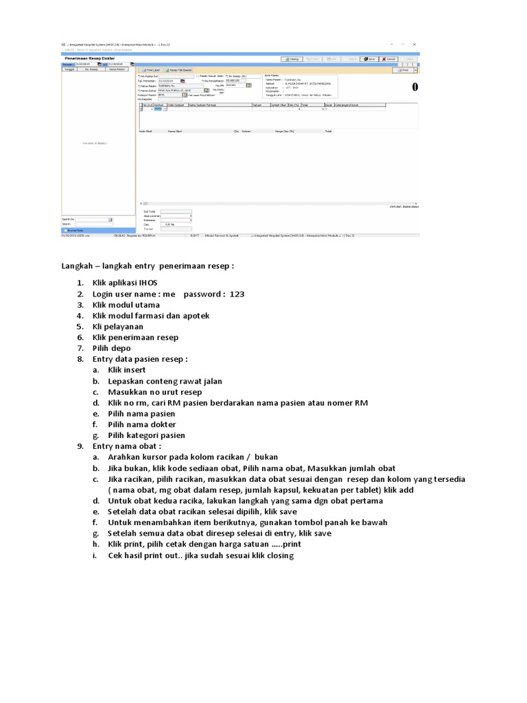 Panduan Penerimaan Resep IHOS | PDF