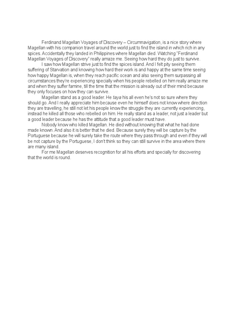 Ferdinand Magellan Voyages of Discovery Reaction Paper | PDF