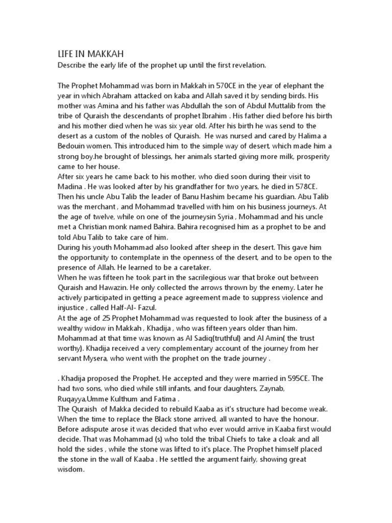 Life in Makkah | PDF | Muhammad | Prophets And Messengers In Islam