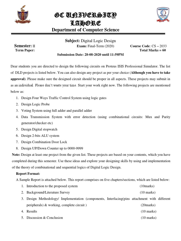 DLD Final Paper - Final (2020) | PDF | Turnitin | Computer Engineering