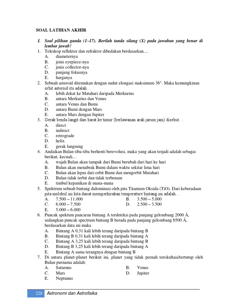 Soal Latihan Olimp Astro Part 3-4 | PDF