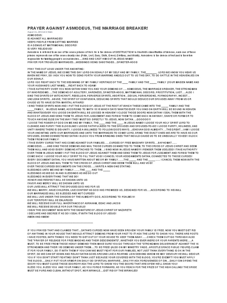 Prayer Against Asmodeus, The Marriage Breaker!: August 24, 2012 at 2 ...