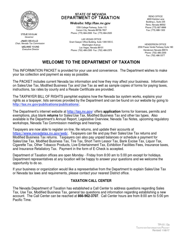 Taxpayer Information Packet | PDF | Use Tax | Sales Taxes In The United ...