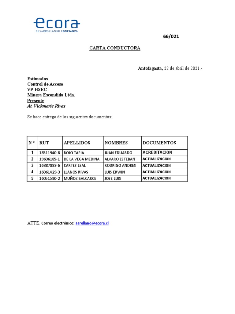 Carta Conductora 22-04-2021 | PDF