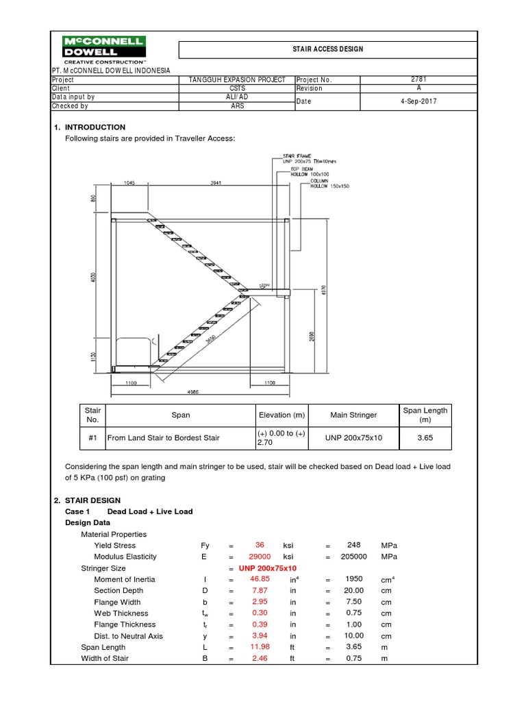 Stair Access Design: UNP 200x75x10 | PDF | Structural Engineering ...