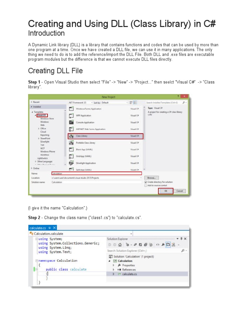 Creating and Using DLL (Class Library) in C# | PDF | Library (Computing) | Computer Libraries