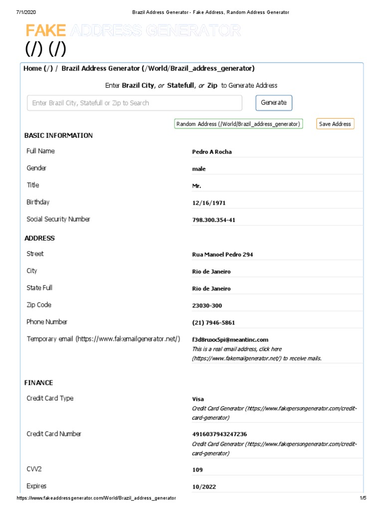 Generating a Random Brazilian Address with Name, Contact Details, and ...