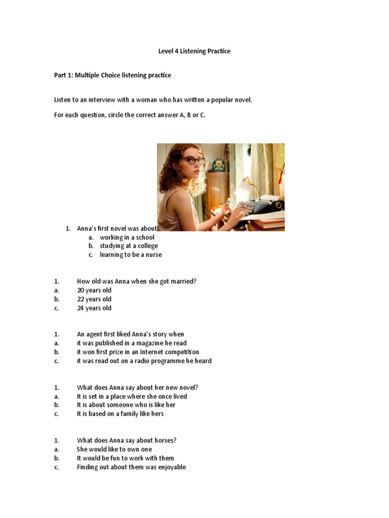 Level 4 English Listening Practice | PDF | Language Arts & Discipline ...