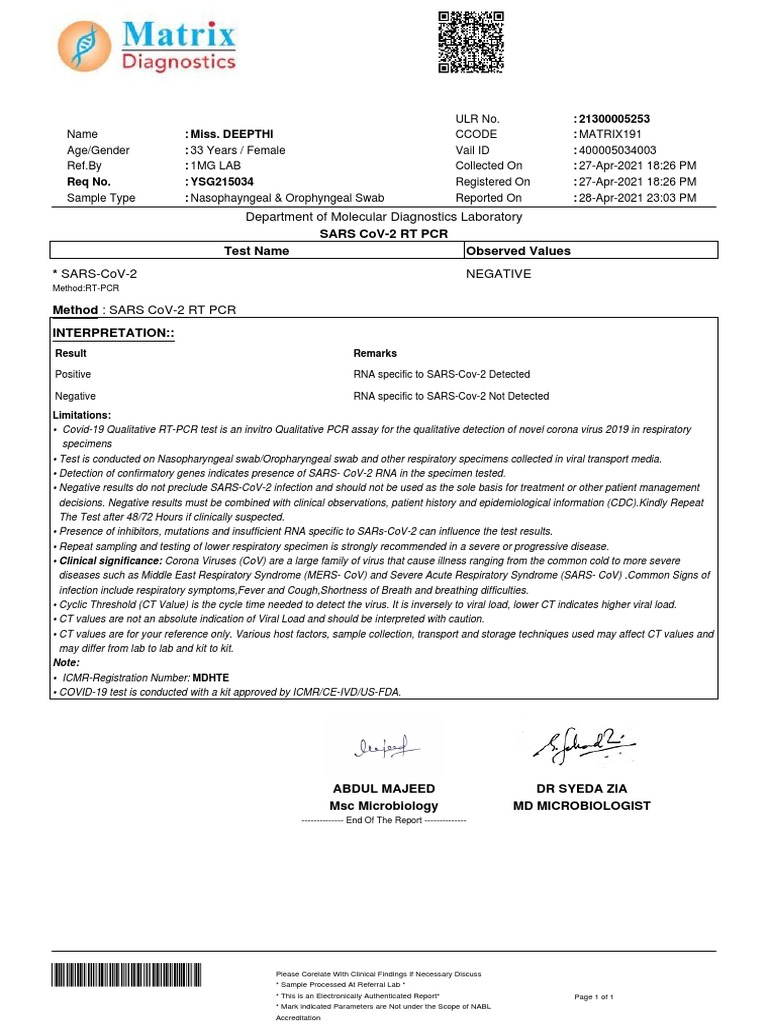 1 Coronavirus Covid 19 Test (RT PCR Technique) - PO1721397582 615 | PDF ...