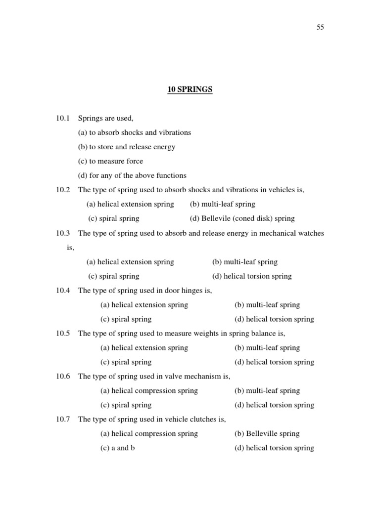 UNIT 6 Mechanical Springs | PDF | Stress (Mechanics) | Bending