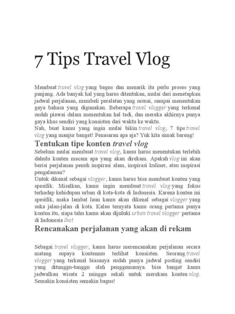 7 Tips Travel Vlog | PDF | Pengembangan Diri 7 Tips Travel Vlog | PDF | Pengembangan Diri