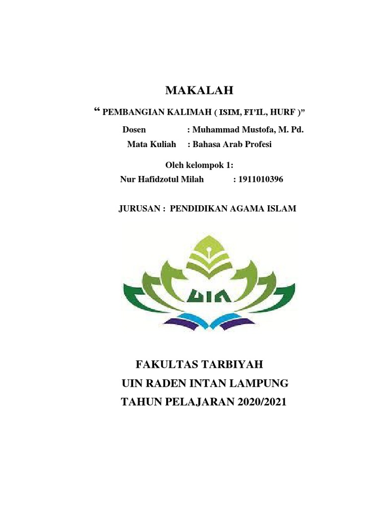 BAP Kel 1 (Isim, Fiil, Hurf) | PDF | Seni & Disiplin Bahasa | Kajian Bahasa Asing