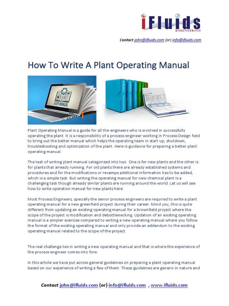 How To Write A Plant Operating Manual | PDF | Process Control | Process ...