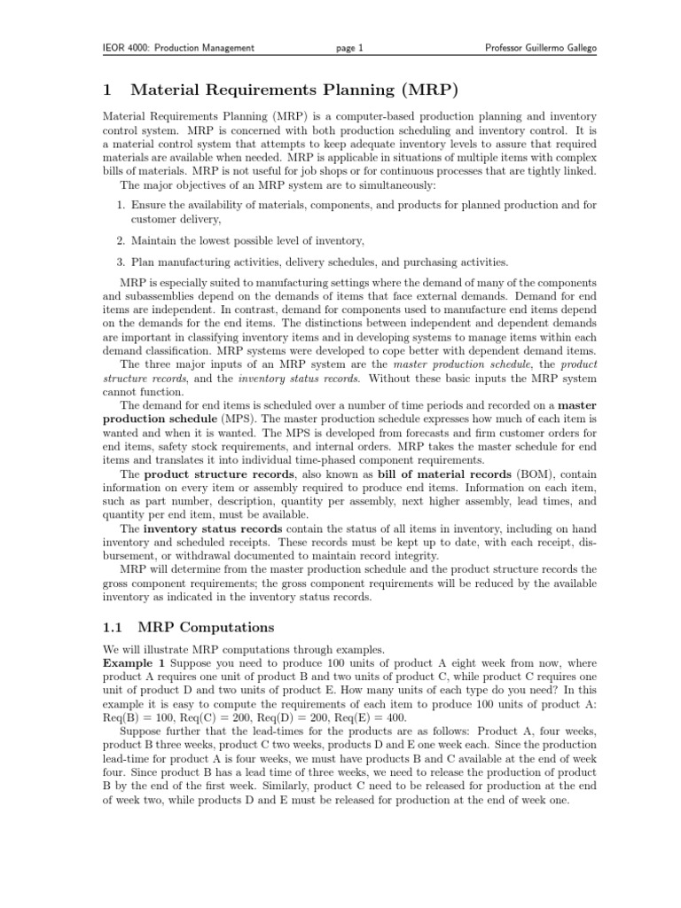 MRP Overview | Download Free PDF | Business Process Management ...