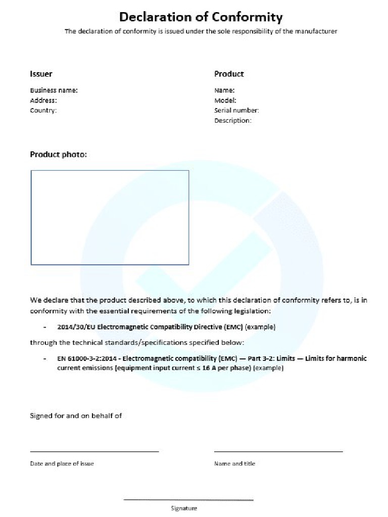 EU Declaration of Conformity Example | PDF