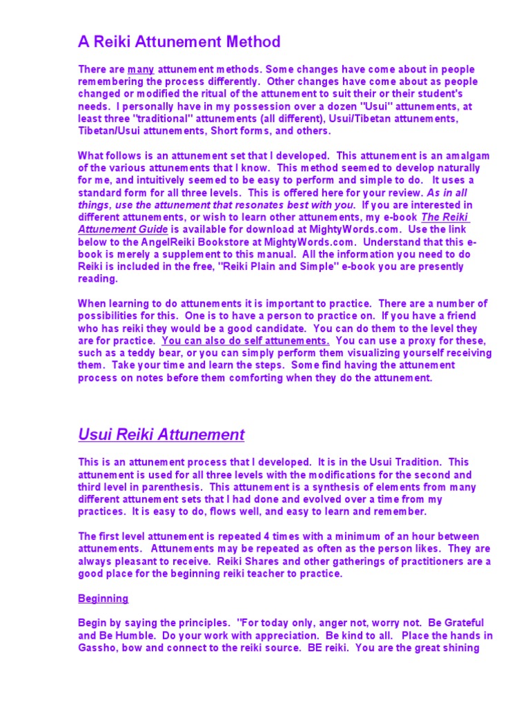 Usui Reiki Attunement Process Guide | PDF | Reiki | Hand