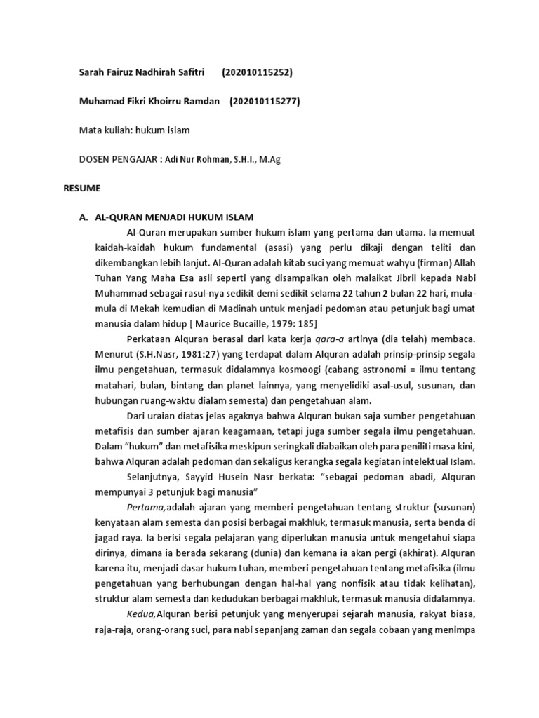 Resume Hukum Islam | PDF | Sejarah