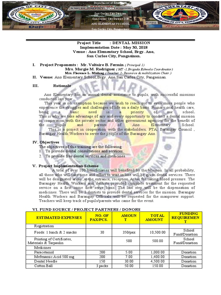 Dental Mission Project Proposal | PDF | Health Care | Wellness