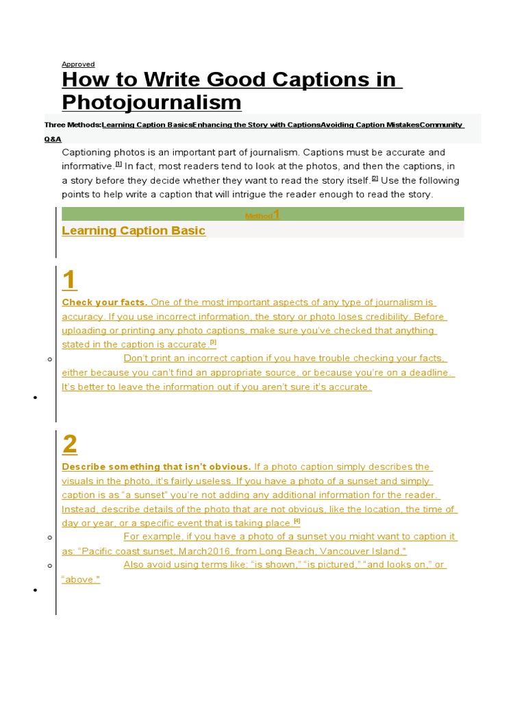 How to Write Captions that Enhance Photojournalism Stories | PDF ...