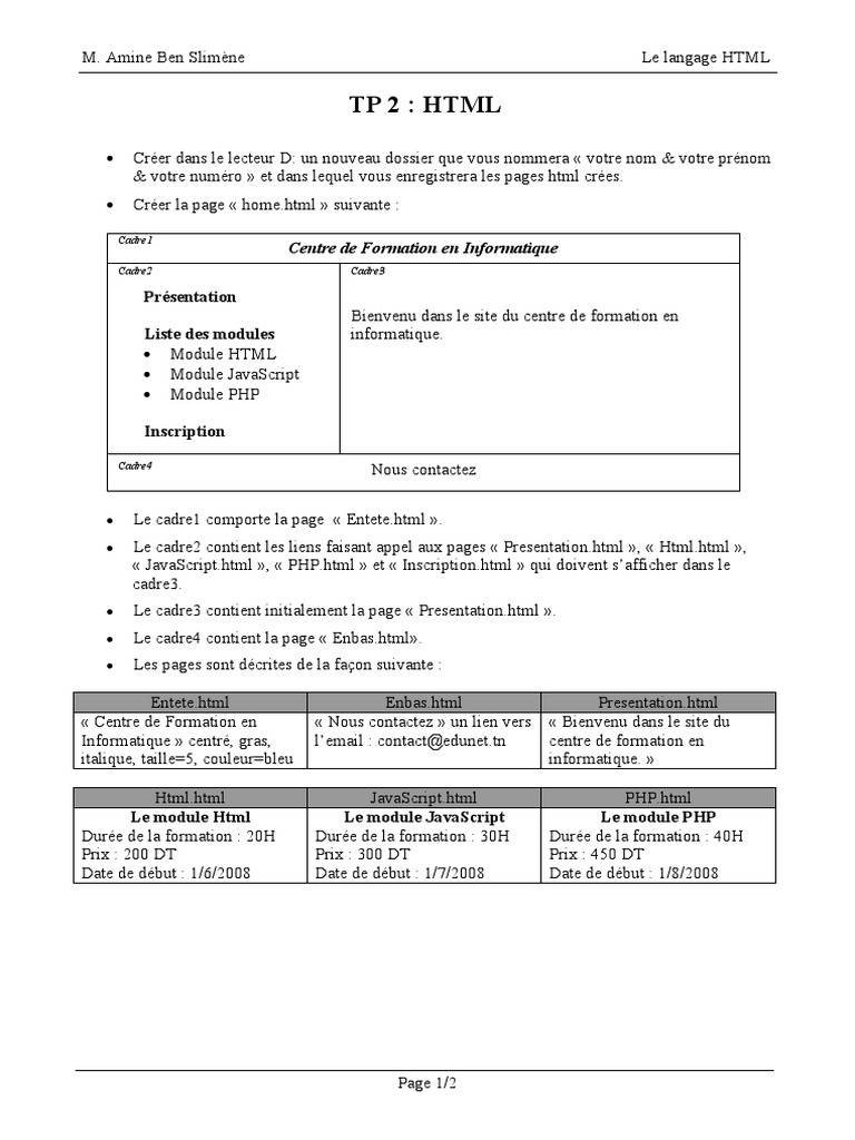 TP2 HTML (4tic) | PDF | Html | Hypertexte