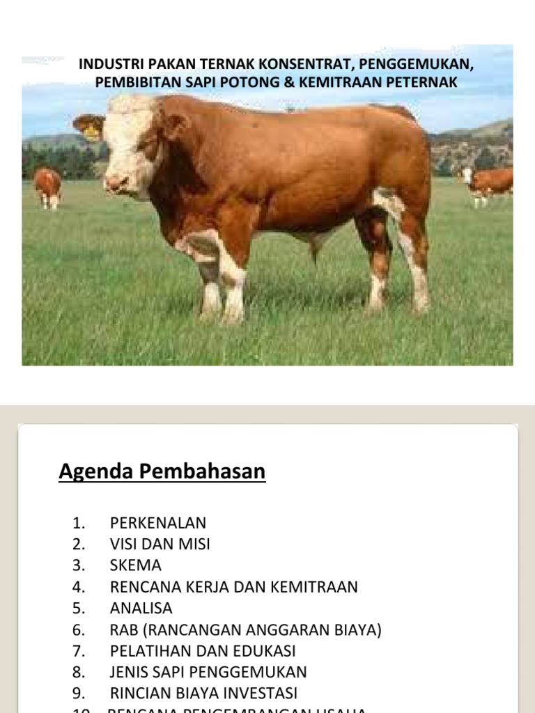 Industri Pakan Ternak Konsentrat Penggemukan Sapi Potong & Kemitraan Peternak | PDF | Bisnis ...