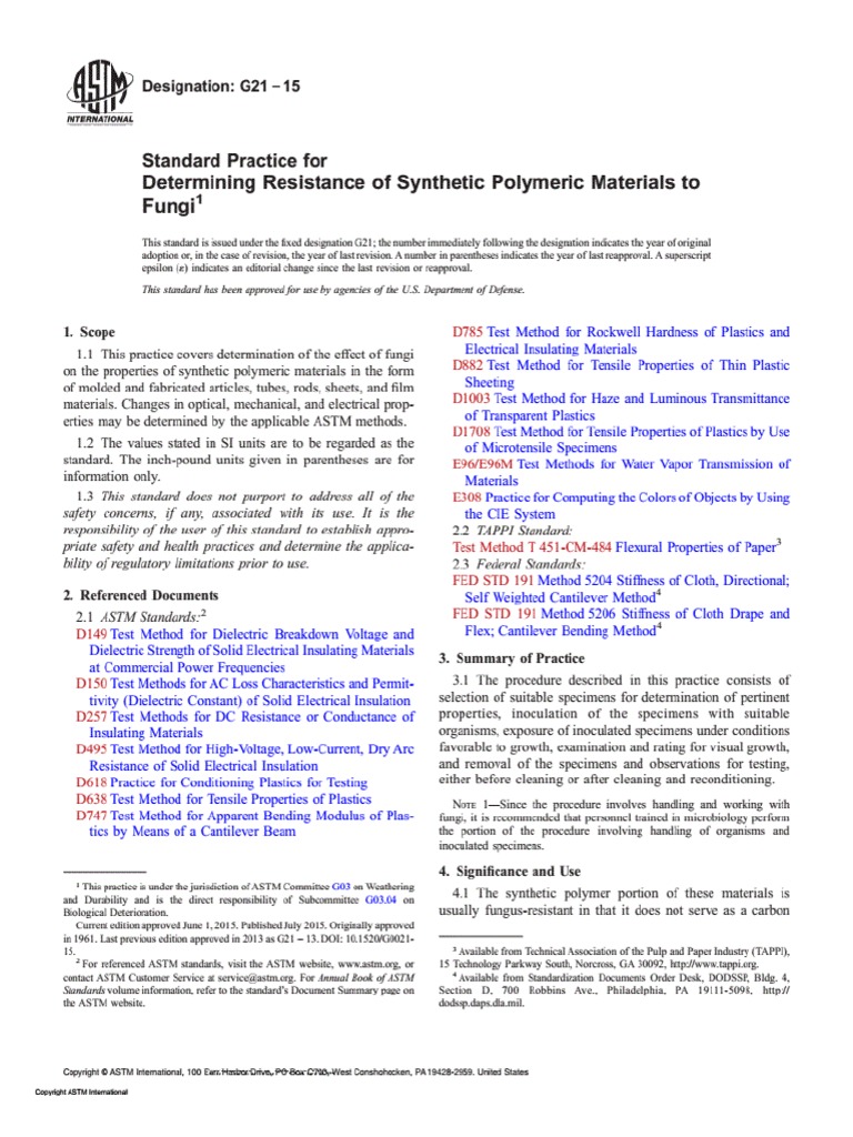 Astm g21 15 PDF Download | PDF