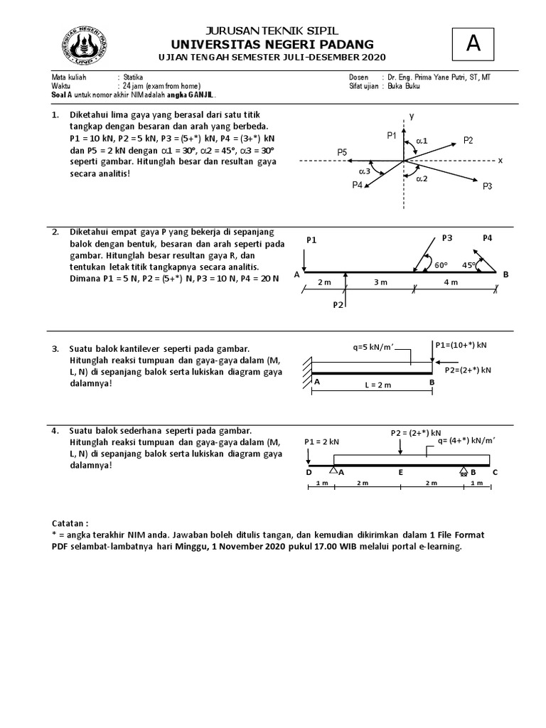 Uts Statika 2020-1 | PDF