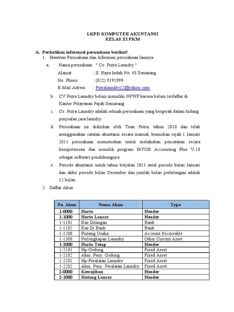Soal Jasa CV Putra Laundry | PDF