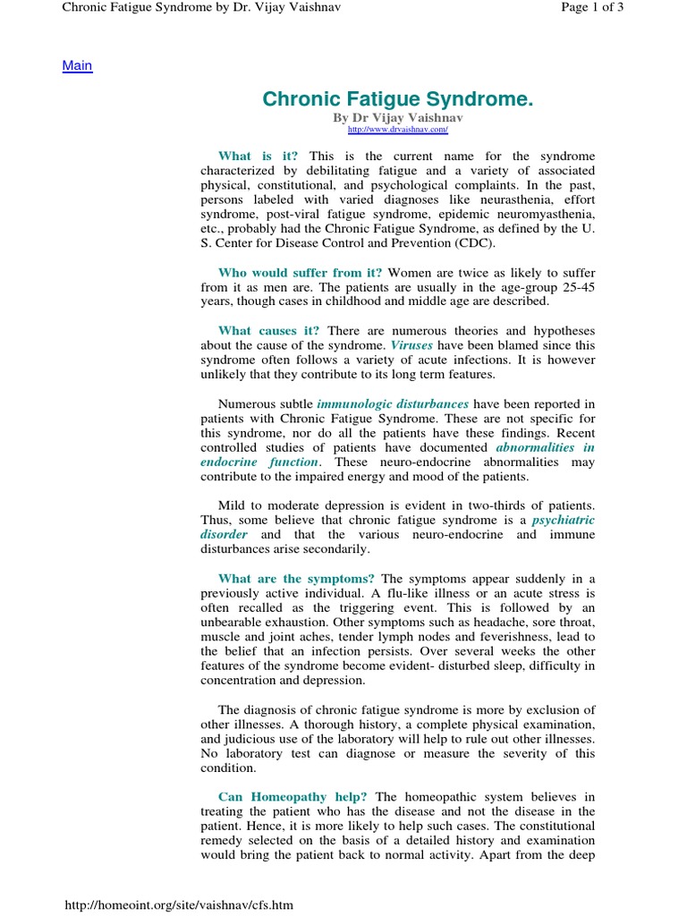Chronic Fatigue Syndrome Pdf Chronic Fatigue Syndrome Chronic