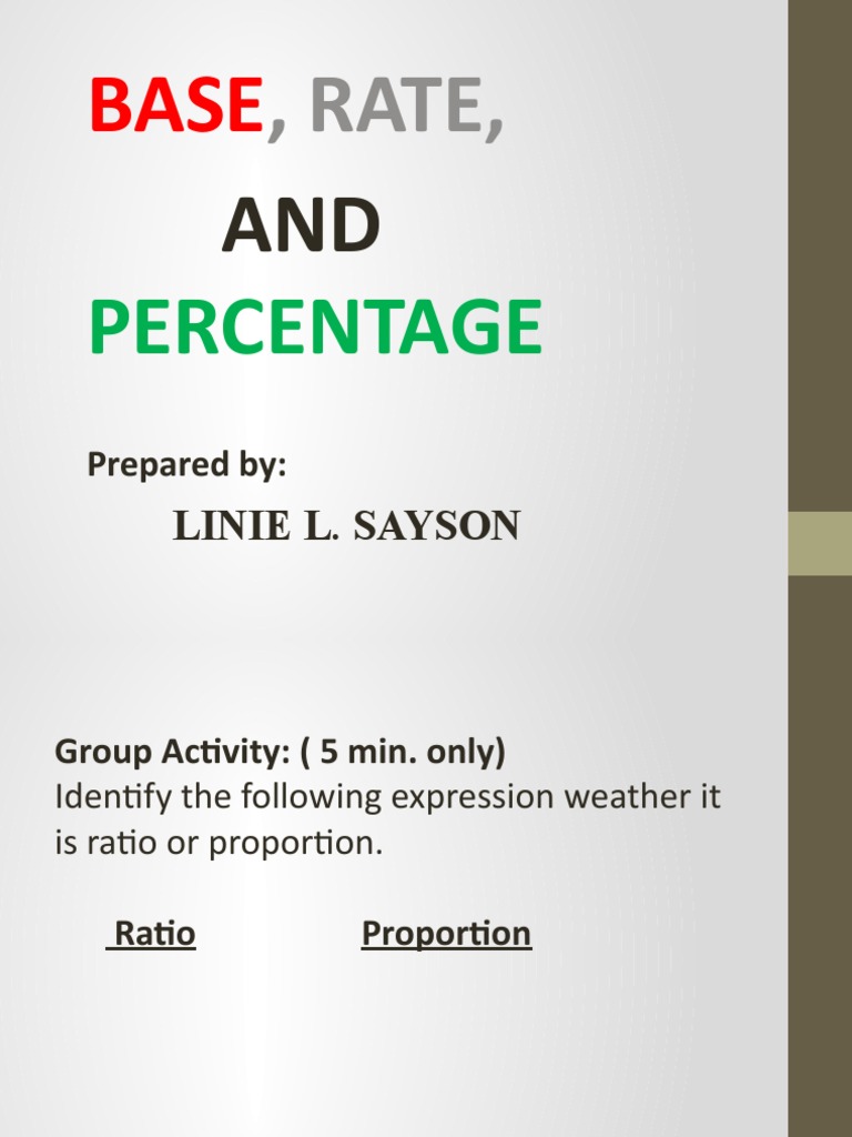 Base, Rate, and Percentage | Download Free PDF | Percentage | Teaching ...