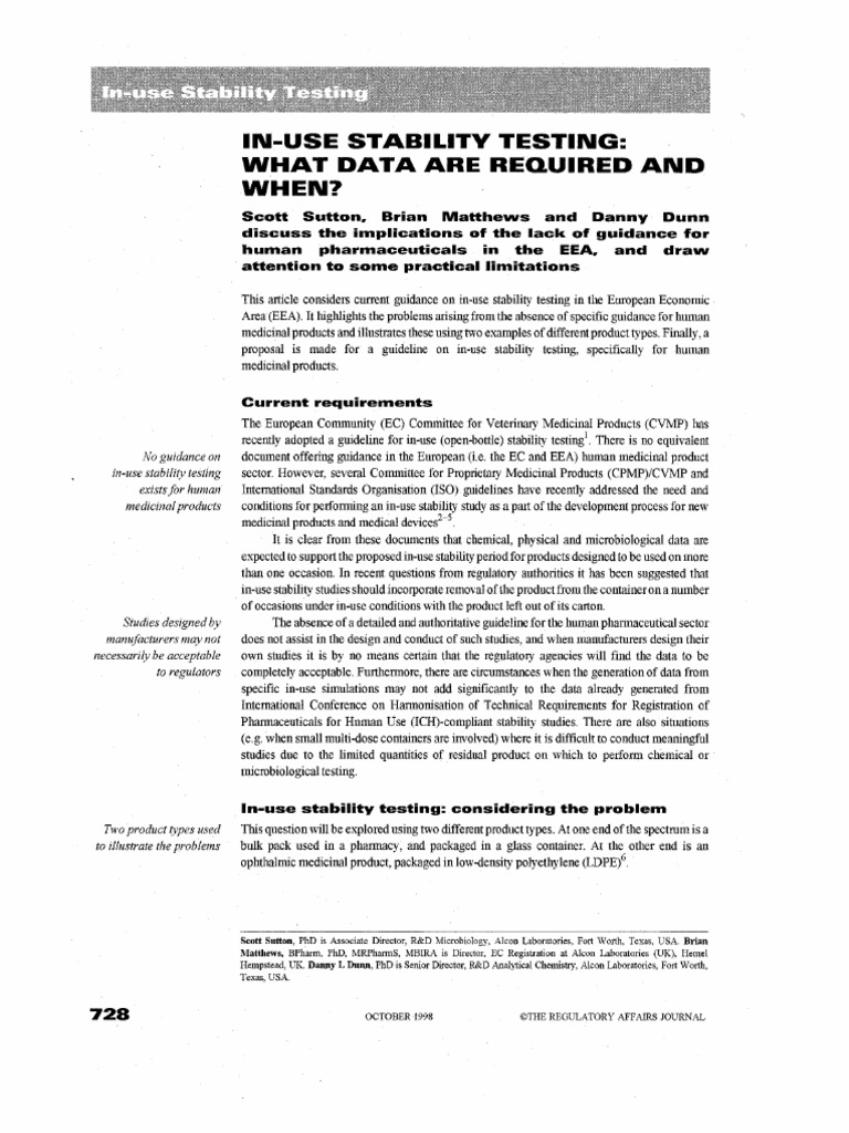 In Use Stability | PDF | Shelf Life | International Organization For ...
